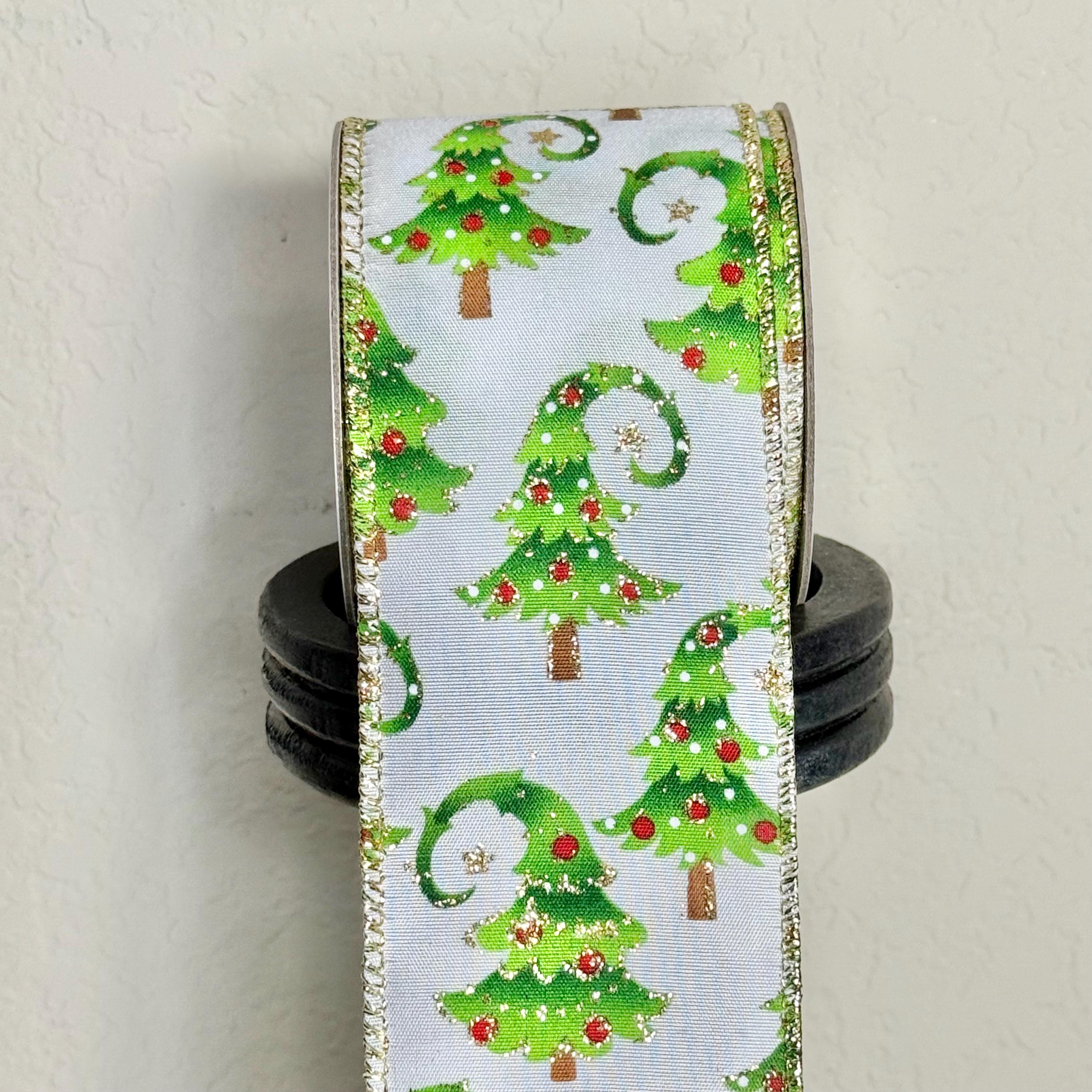 10 Yard Roll - 2.5 Inch Grinch Tree Inspired Wired Christmas Ribbon ...