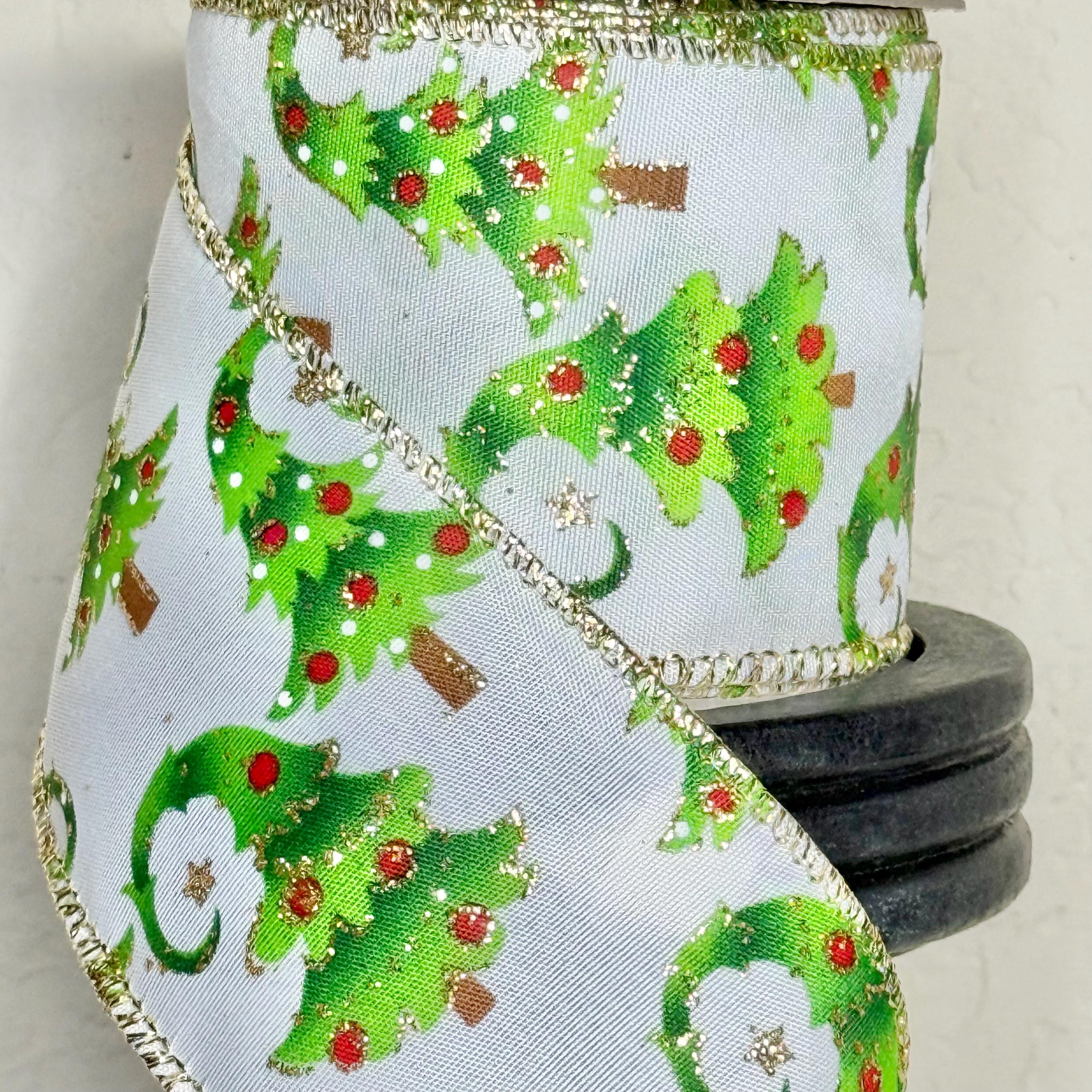 10 Yard Roll - 2.5 Inch Grinch Tree Inspired Wired Christmas Ribbon ...