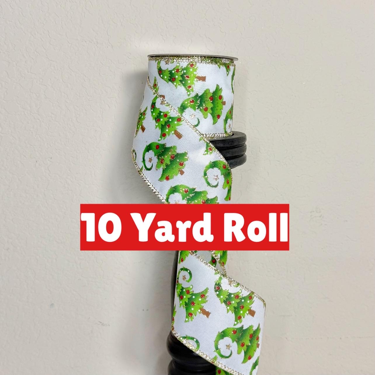 10 Yard Roll - 2.5 Inch Grinch Tree Inspired Wired Christmas Ribbon ...