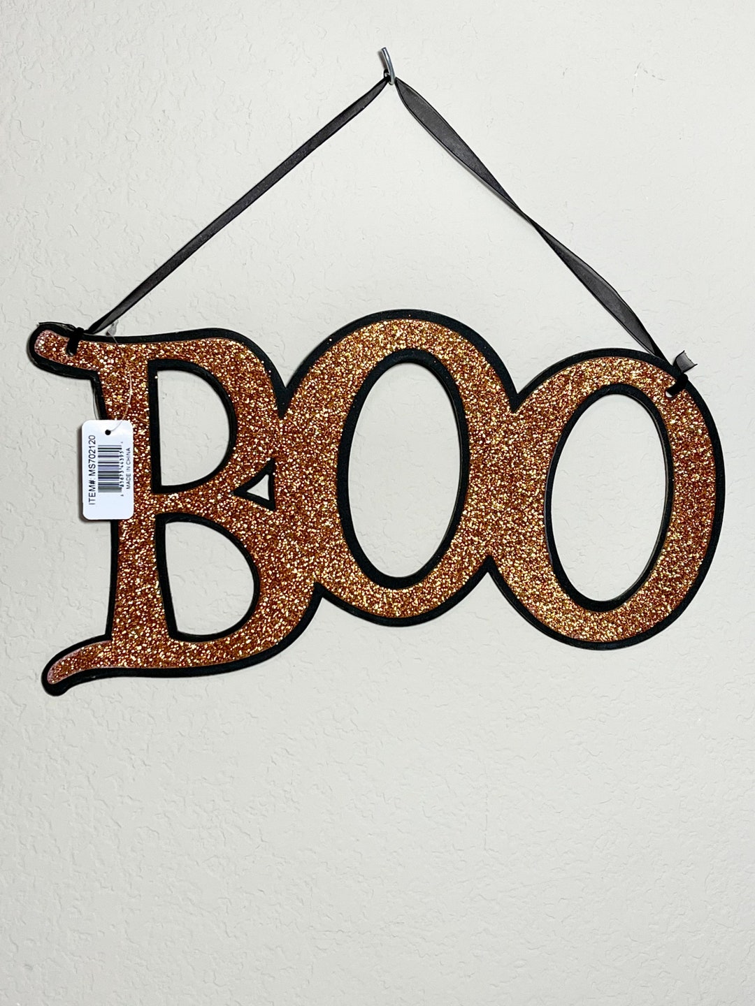 Halloween Wreath Boo Sign, Glitter Boo Wreath Sign, Wood Halloween Sign ...