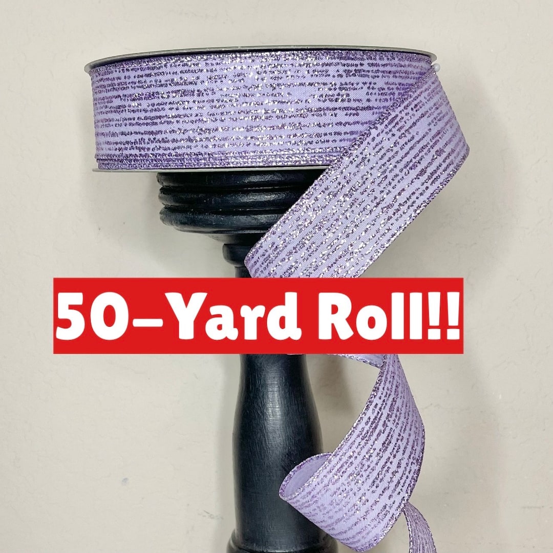 50 Yard Roll Spool 1.5 Inch Pastel Lavender With Lavender Striped ...