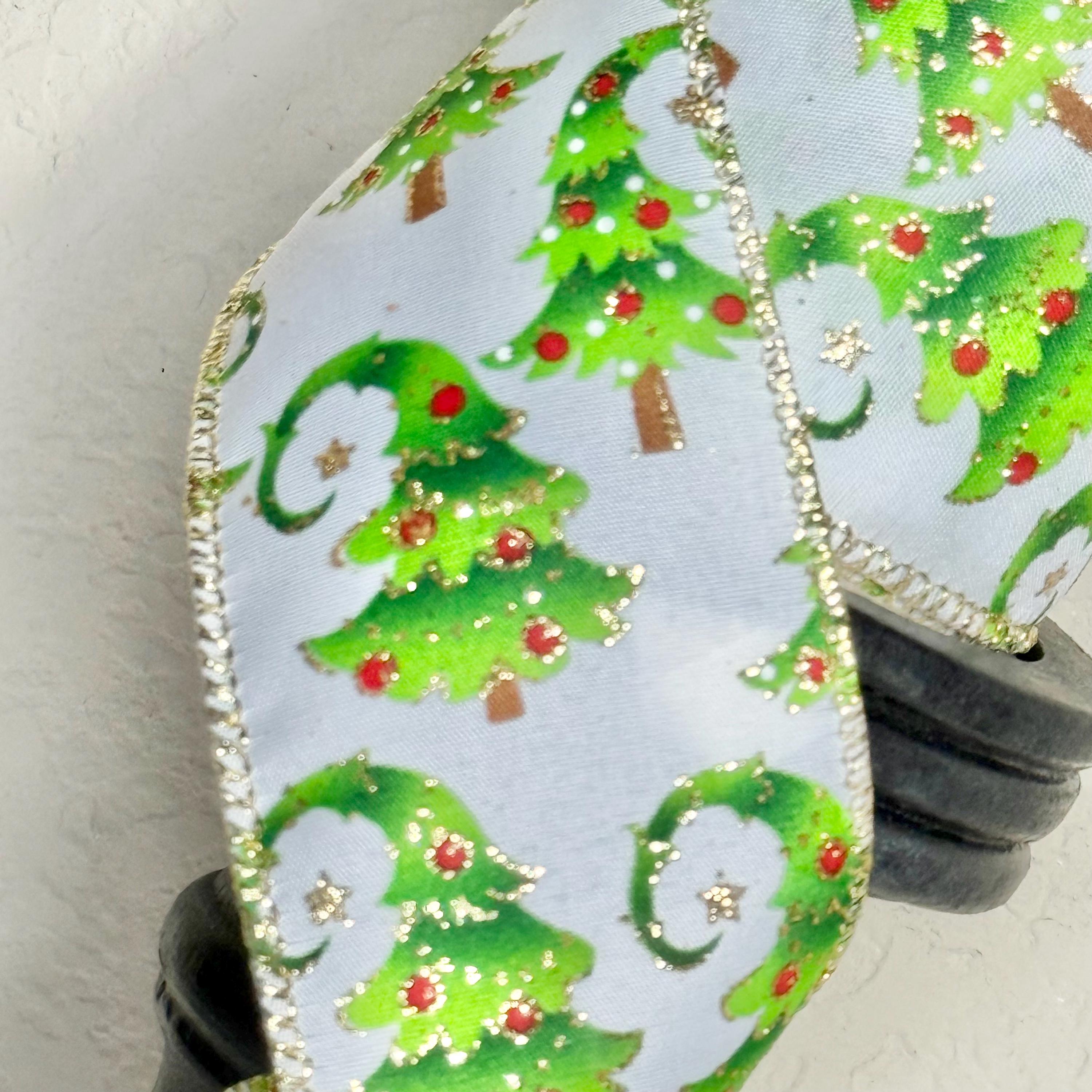 10 Yard Roll - 2.5 Inch Grinch Tree Inspired Wired Christmas Ribbon ...