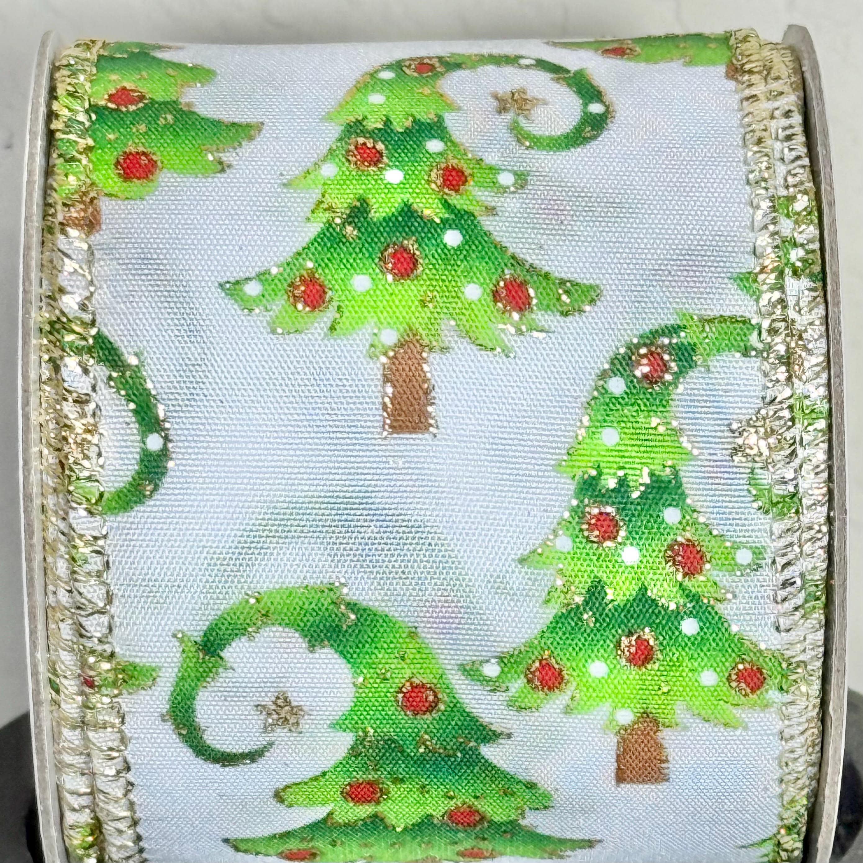 10 Yard Roll - 2.5 Inch Grinch Tree Inspired Wired Christmas Ribbon ...