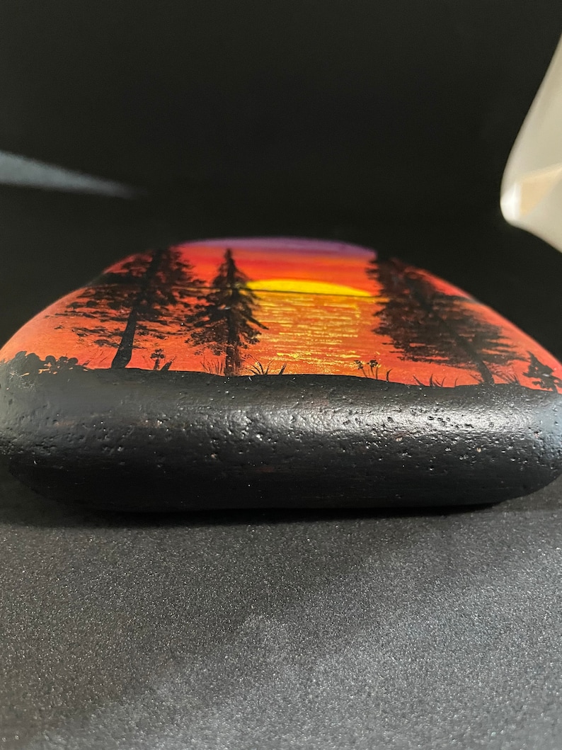 Lake Sunset River Rock - Etsy
