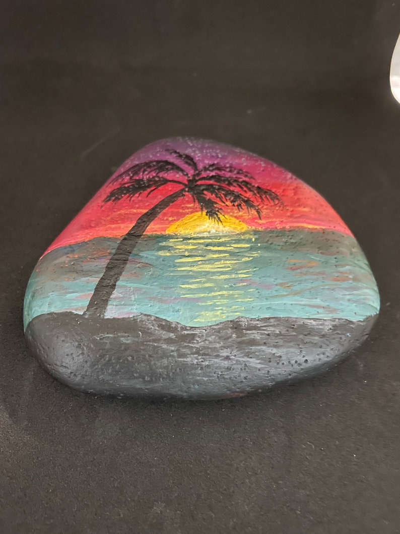 Tropical Sunset River Rock - Etsy