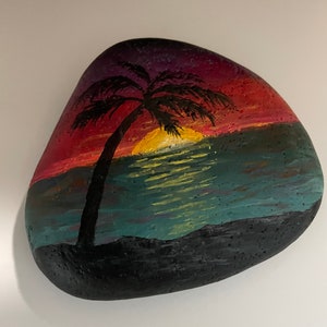 Tropical Sunset River Rock - Etsy
