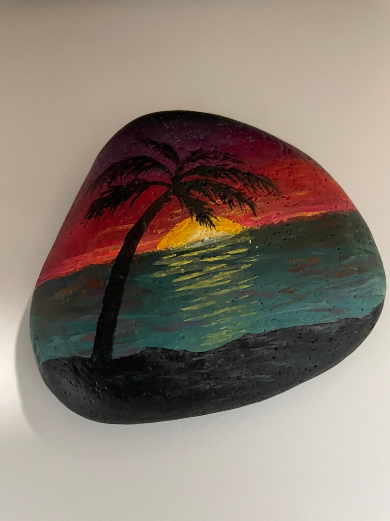 Tropical Sunset River Rock - Etsy