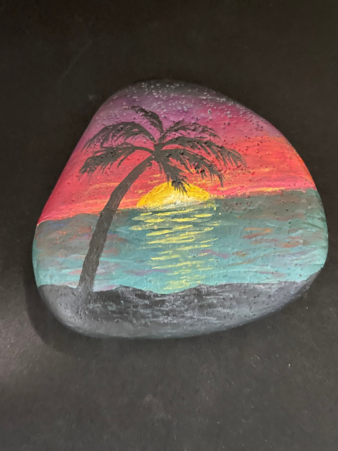 Tropical Sunset River Rock - Etsy