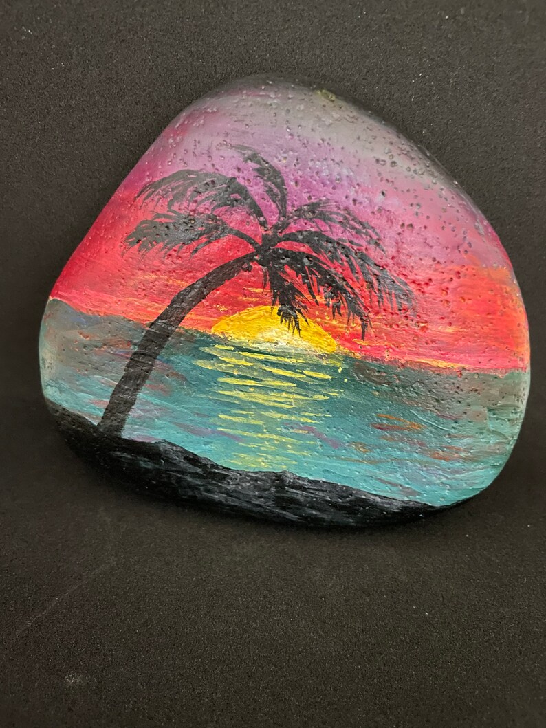 Tropical Sunset River Rock - Etsy