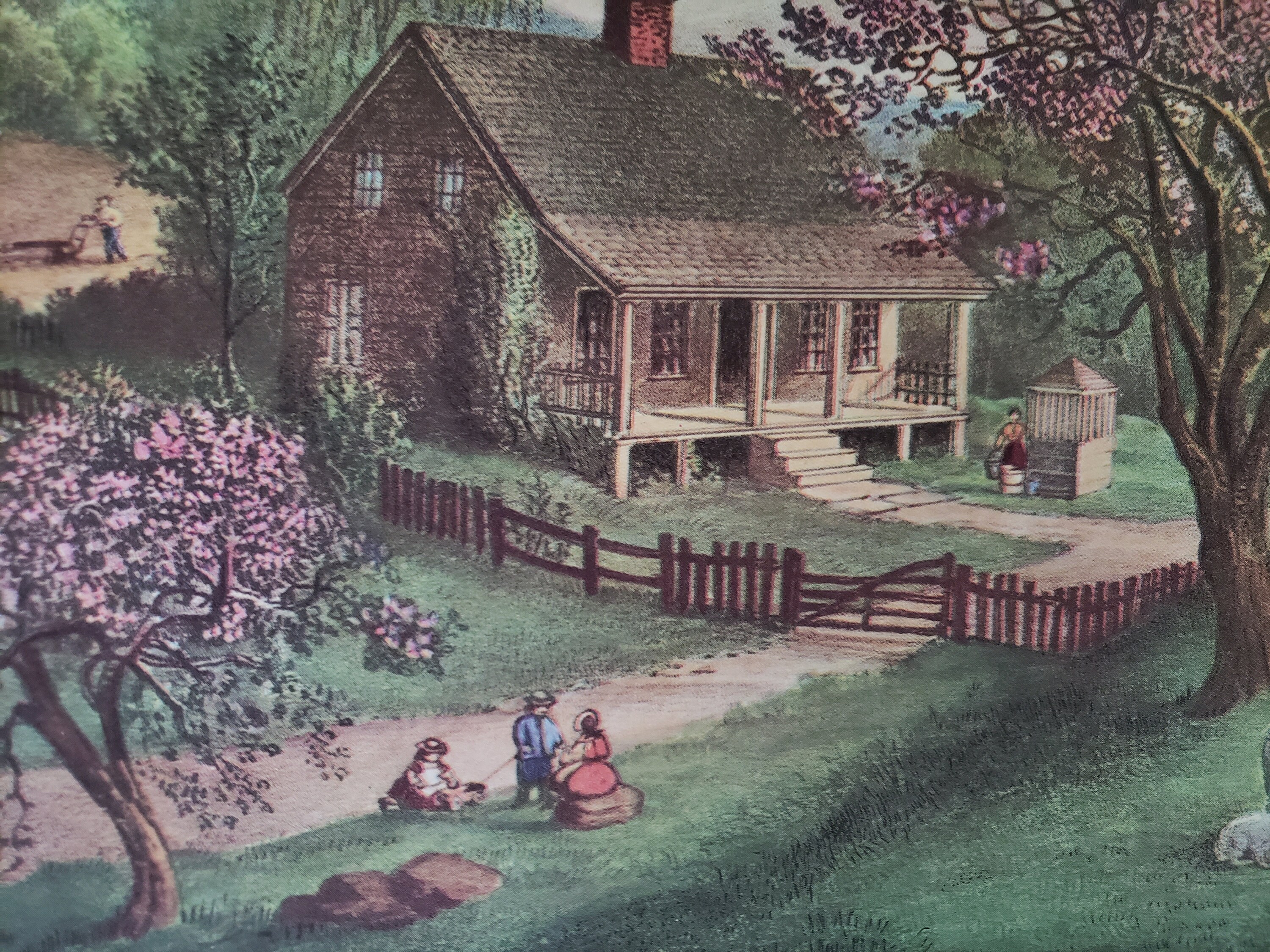 1860s Print American Homestead in Spring - Etsy