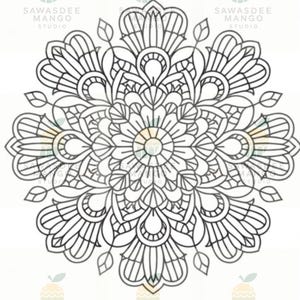 10 Floral Mandala Coloring Pages: Fine Line Art for Adults (A4 Digital ...
