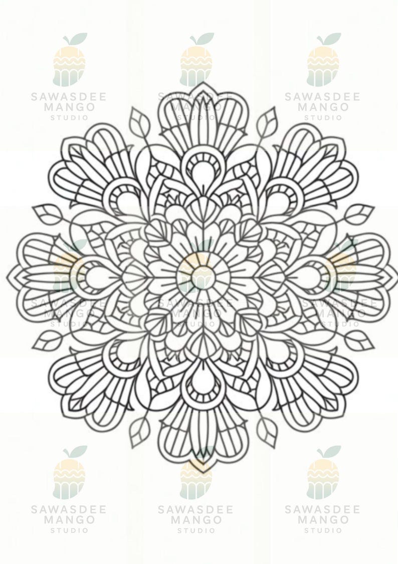 10 Floral Mandala Coloring Pages: Fine Line Art for Adults (A4 Digital ...