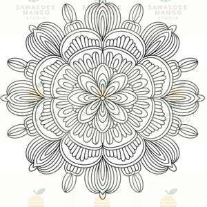 10 Floral Mandala Coloring Pages: Fine Line Art for Adults (A4 Digital ...