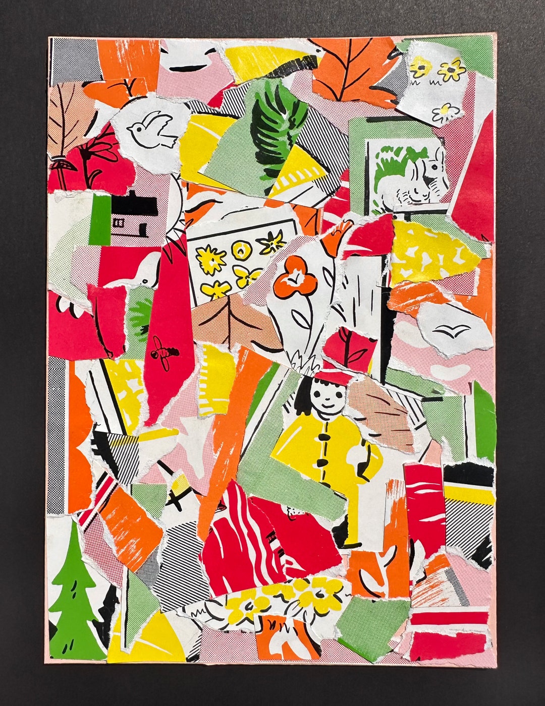 Original Abstract Collage "playtime in Nature" Bits From Vintage ...