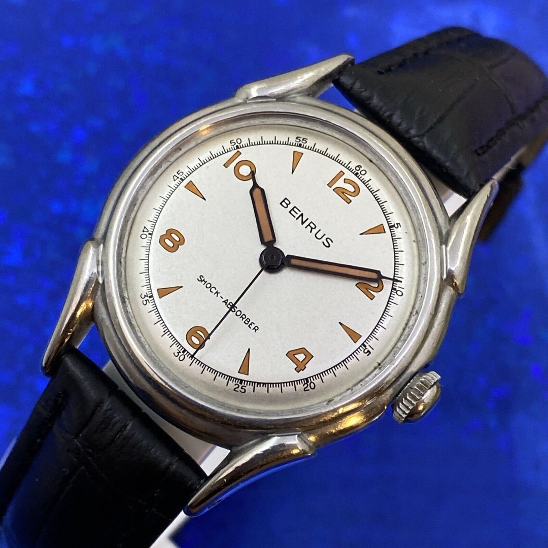 Vintage 1940’s Man’s BENRUS Stunning Military Dial Fully Serviced W ...