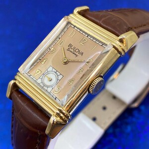Vintage 1951 Mans BULOVA Excellency 21J Stunning Salmon Dial Serviced ...