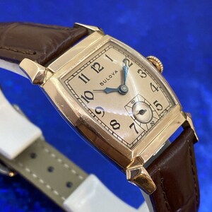 Vintage 1940s Mans BULOVA Stunning Salmon Dial Rose GF Case Serviced ...