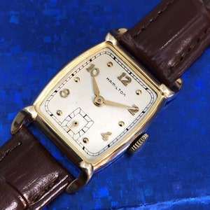 Exquisite Vintage 1949 Mans HAMILTON GROVER off White Dial Serviced ...