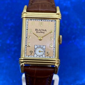 Vintage 1951 Mans BULOVA Excellency 21J Stunning Salmon Dial Serviced ...