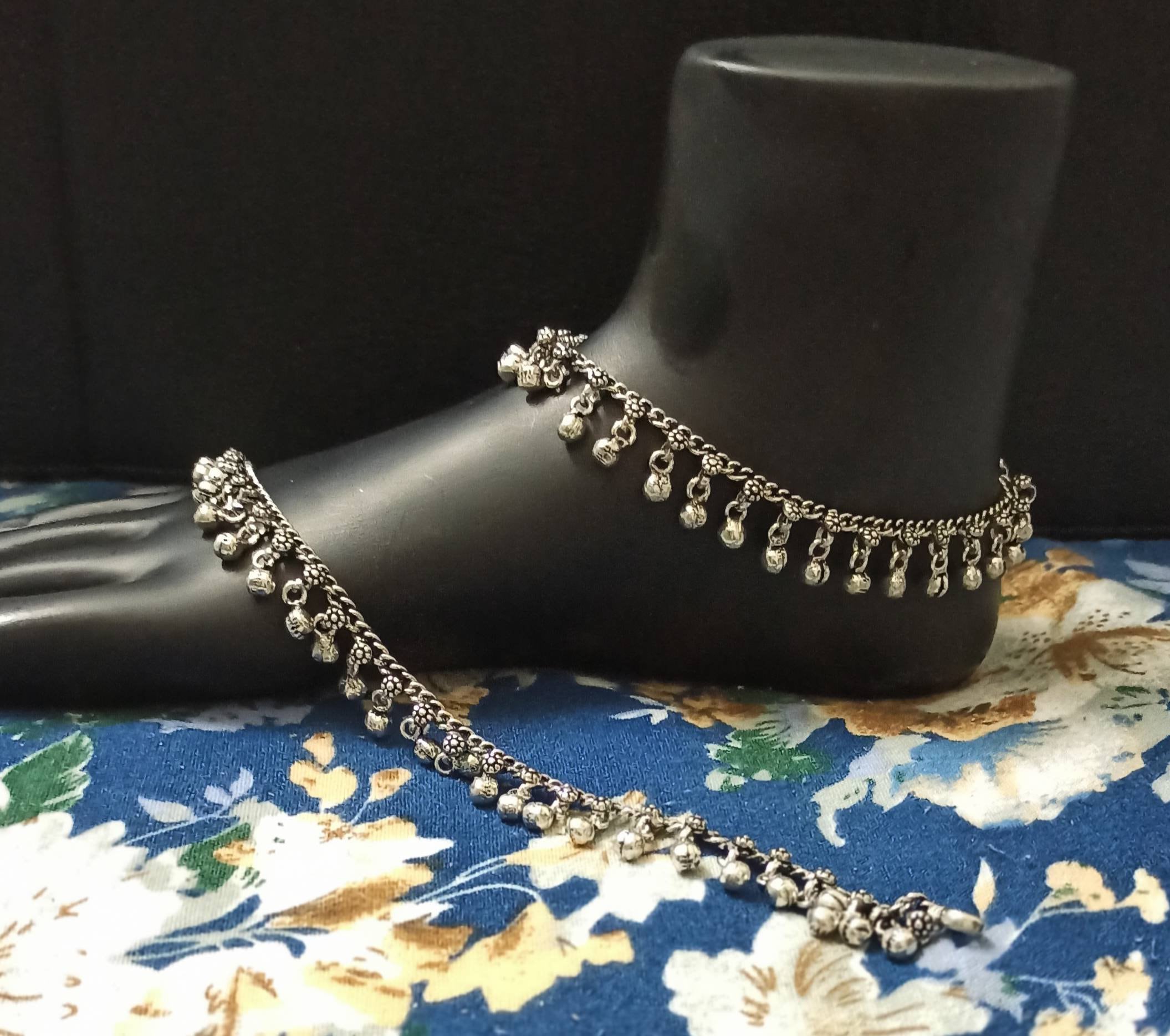 Trendy indian Oxidized Anklets Feet Bracelet Ankle Chain | Etsy