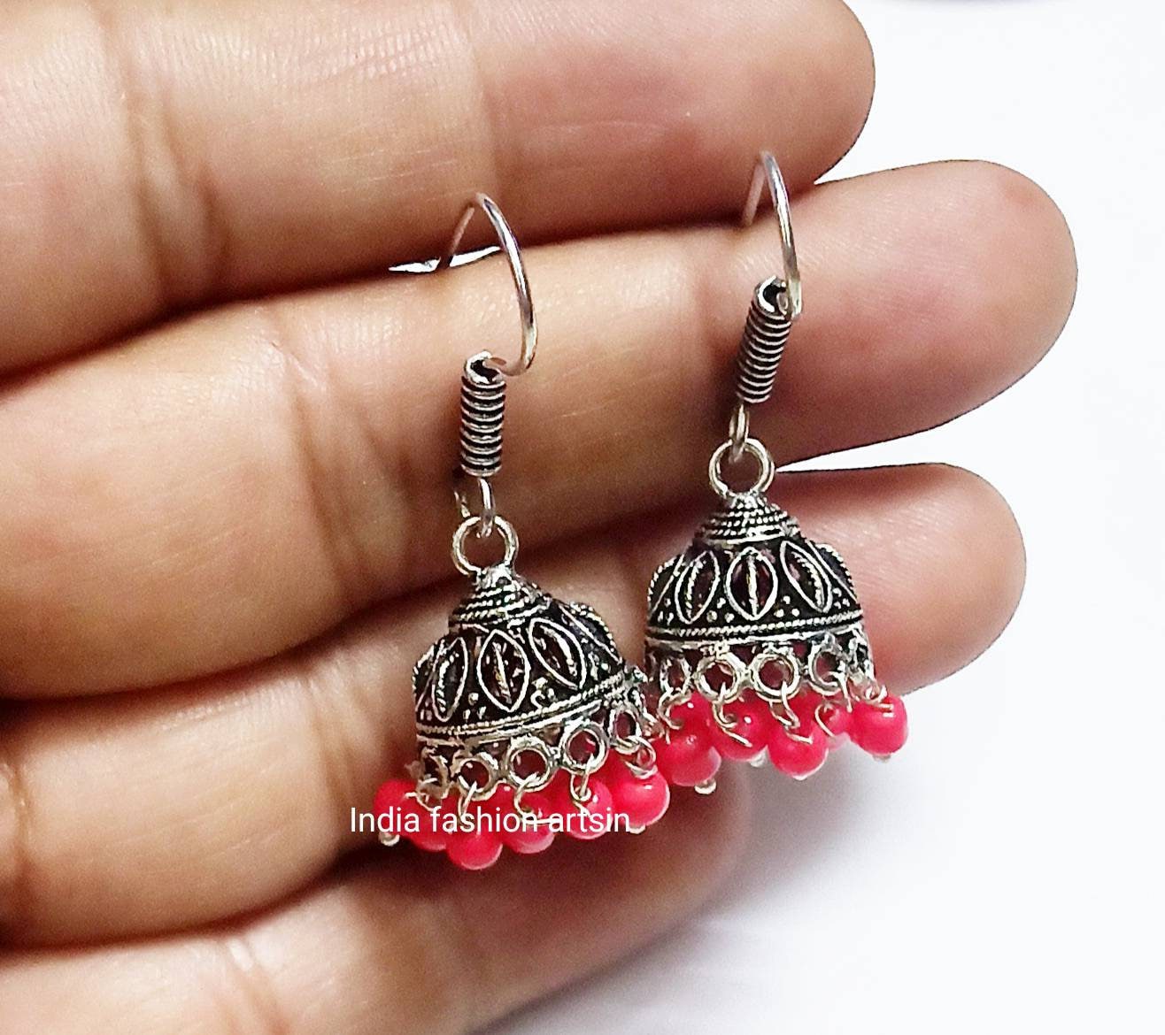 Trendy Indian Silver Plated Small Jhumkas Earringsoxidised - Etsy UK