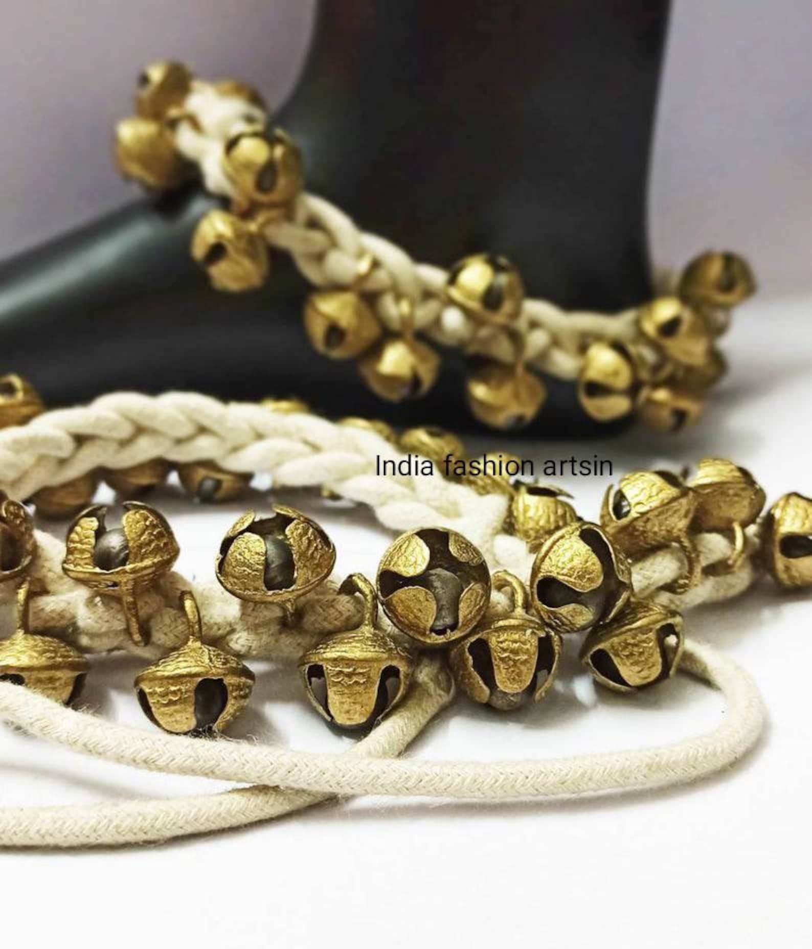 Brass Ghungroo Anklets: Musical Dancing Bells, Bollywood Jewelry - Etsy