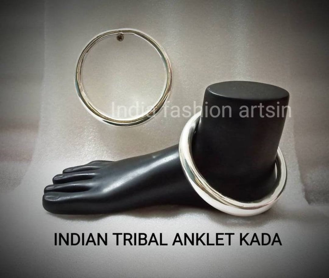 Silver Plated Brass Anklet Pair: Handmade Indian Tribal Kada - Etsy