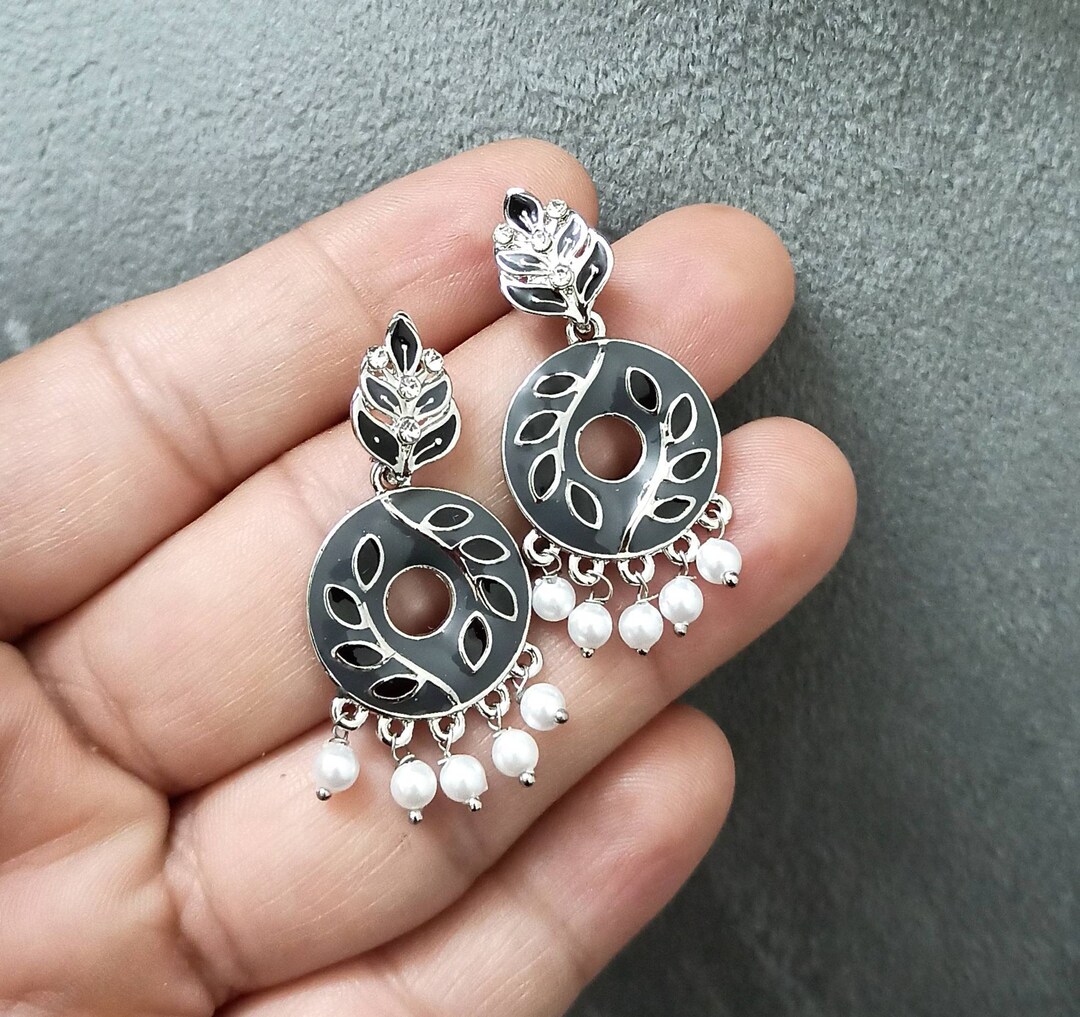 Meenakari Handmade Chandbali Earrings/indian Enamel Jhumka Earrings ...