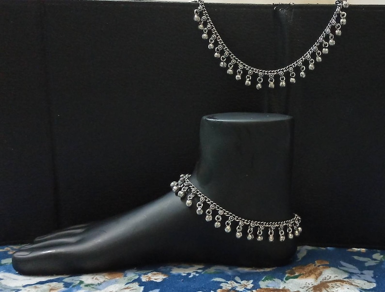 Trendy indian Oxidized Anklets Feet Bracelet Ankle Chain | Etsy