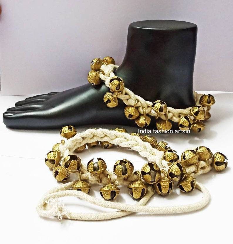 Brass Ghungroo Anklets: Musical Dancing Bells, Bollywood Jewelry - Etsy