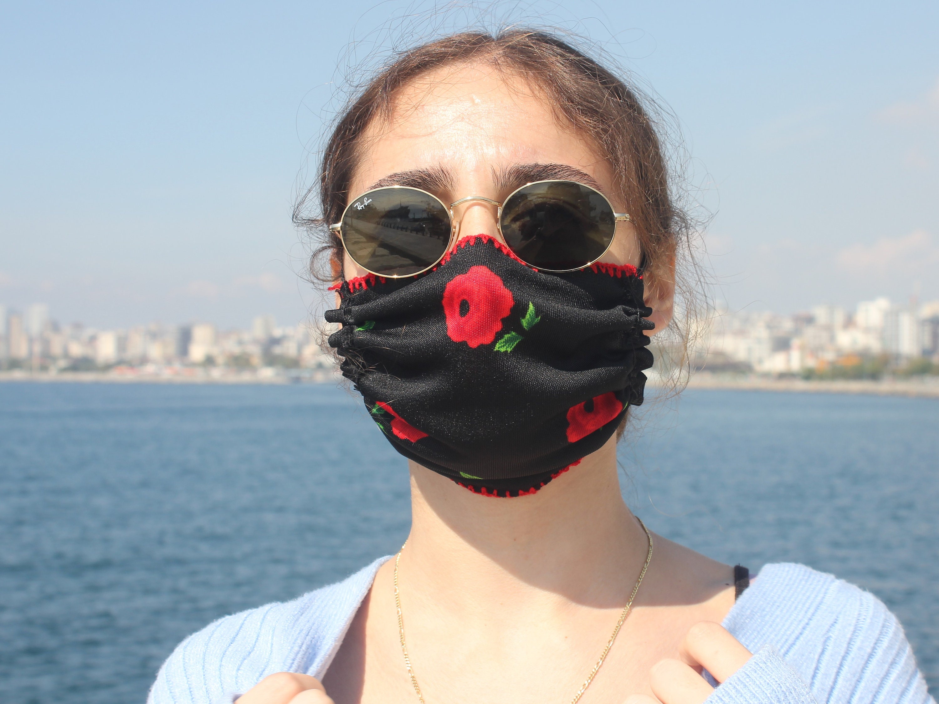 Thin Lightweight Face Mask Black Flowering 1 Layer Protective - Etsy