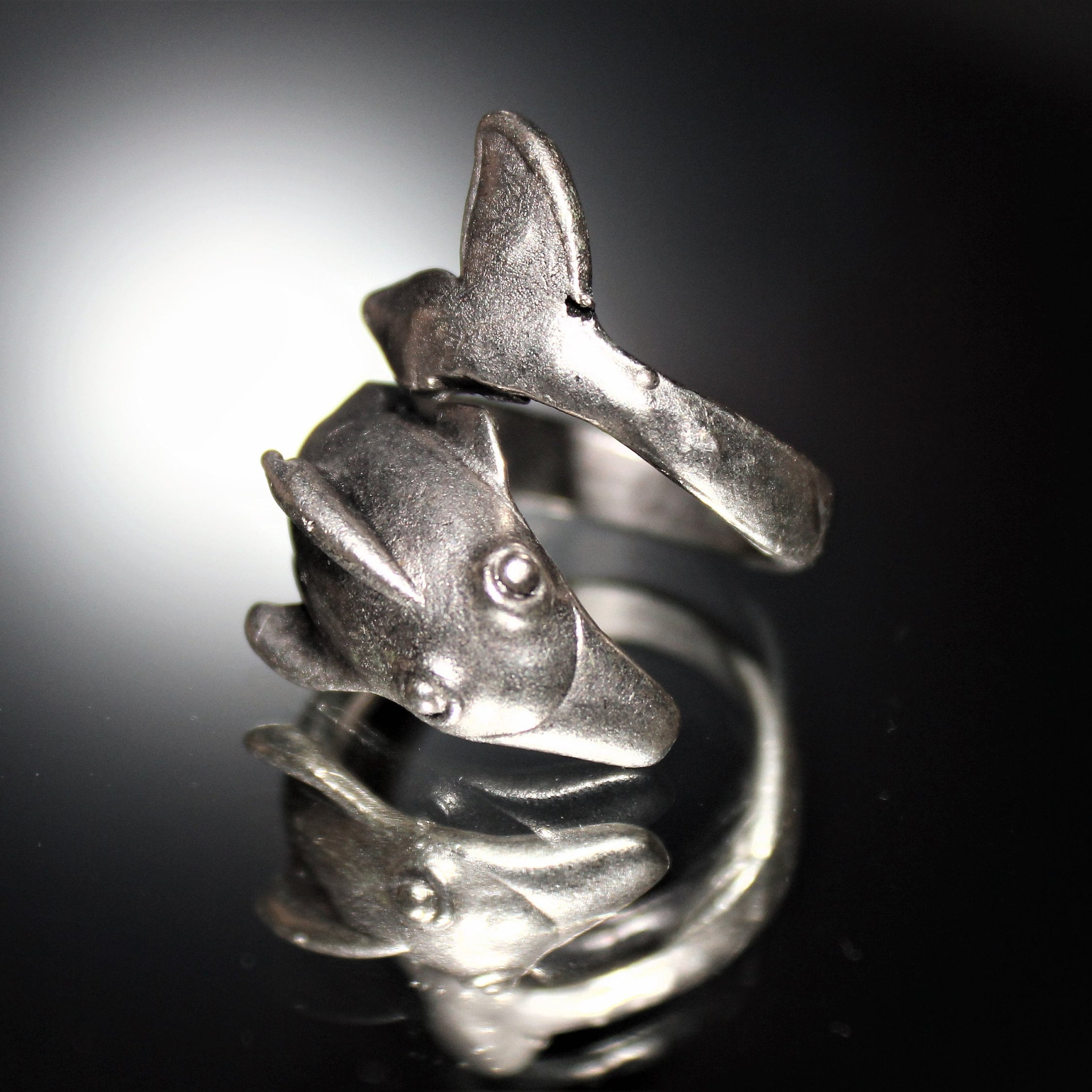 Dolphin Lovers Ring Wrap Around Dolphin Hug Handmade Silver Men Ring ...
