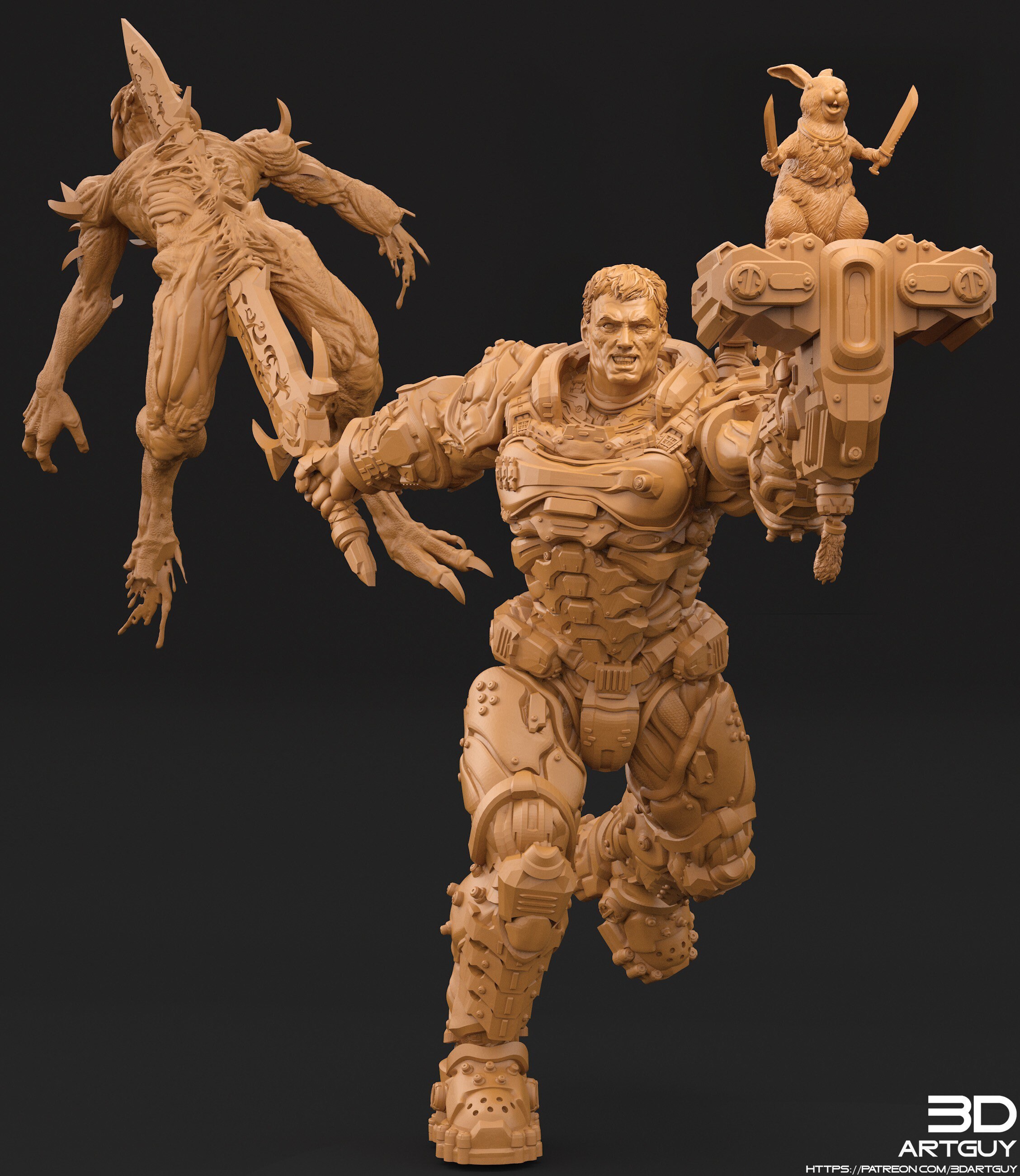 Doom Warrior 3D Printed Resin Miniature Dungeons and Dragons Pathfinder ...