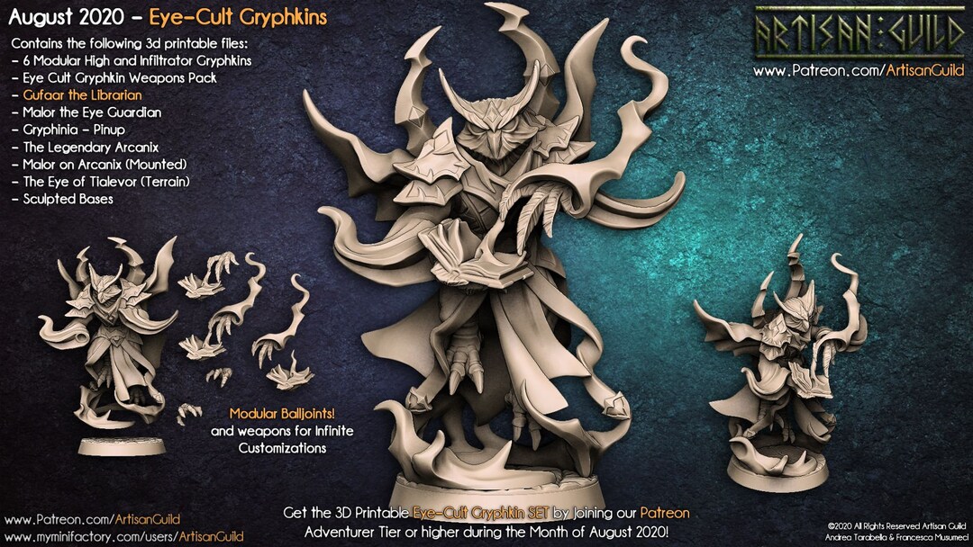 Owlin Wizard / Warlock Sorcerer 3D Printed Resin Miniature Dungeons and ...