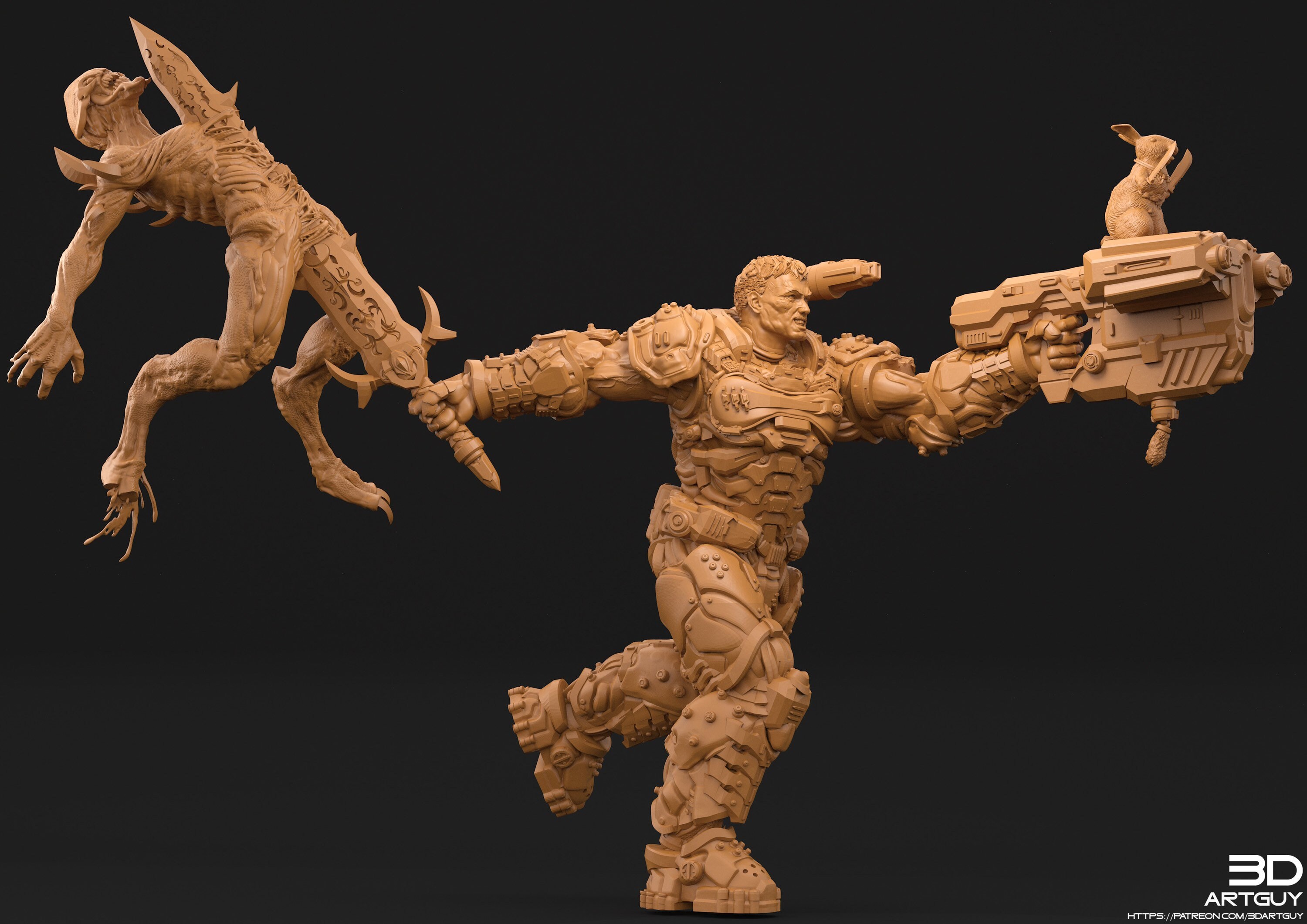 Doom Warrior 3D Printed Resin Miniature Dungeons and Dragons Pathfinder ...