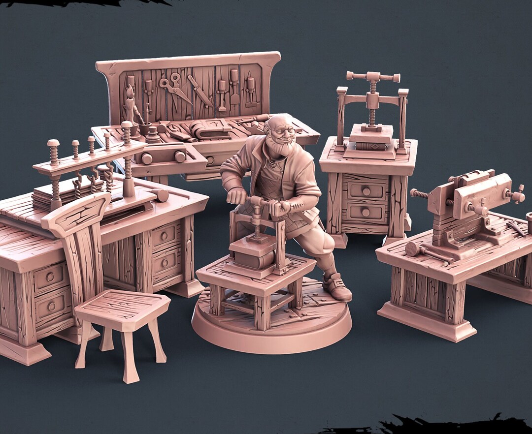 Book Binder Workshop 3D Printed Resin Miniature Dungeons and Dragons ...