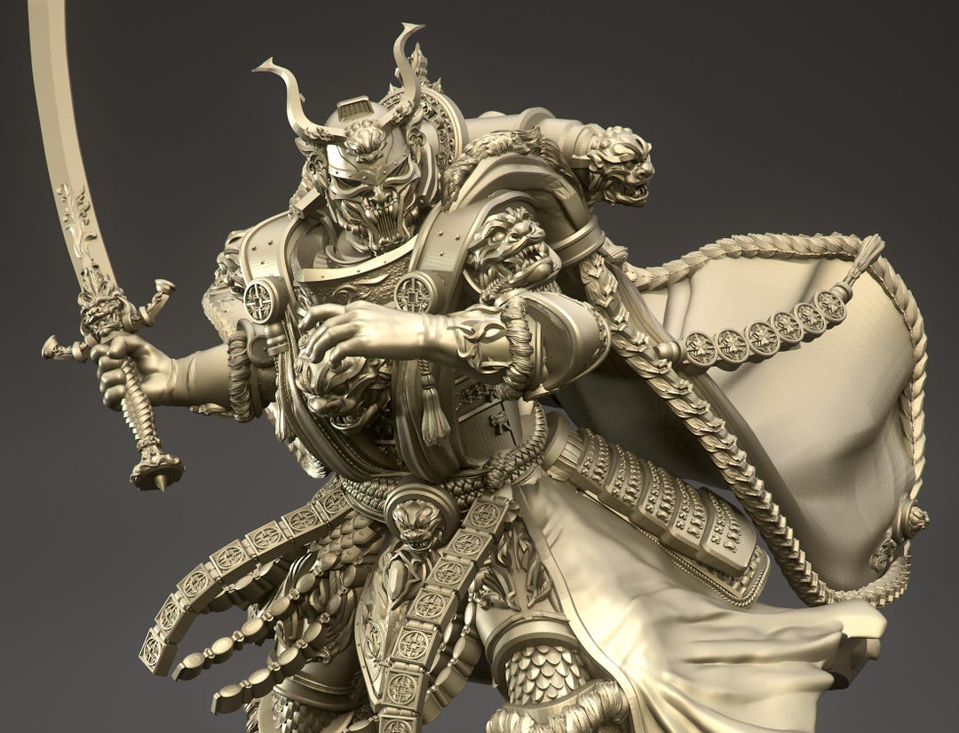 Cyborg, Cyber Punk Biker Samurai Warrior, 3D Printed Resin Miniature ...