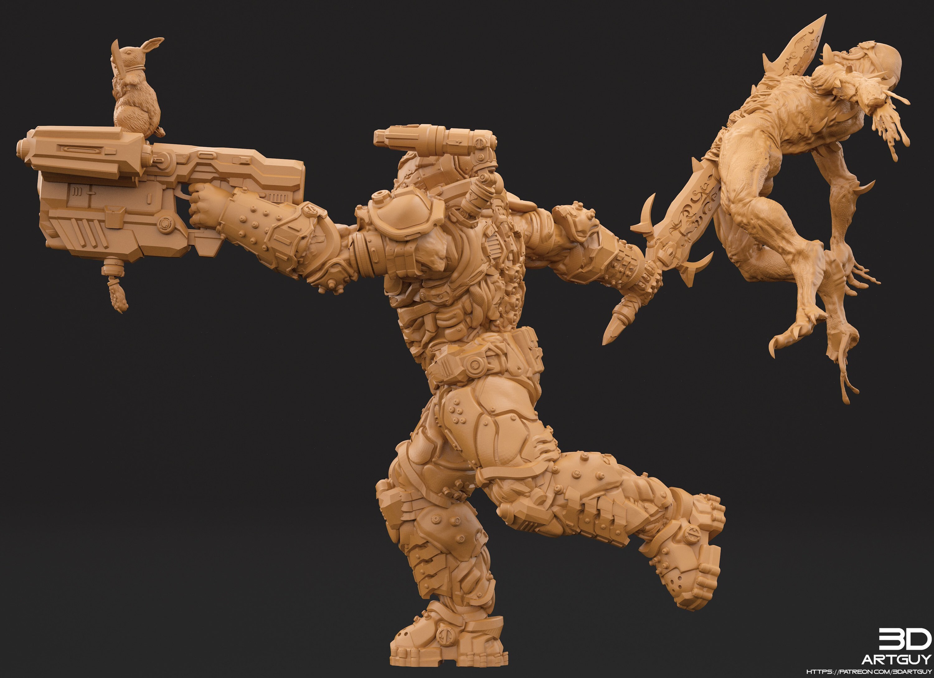 Doom Warrior 3D Printed Resin Miniature Dungeons and Dragons Pathfinder ...