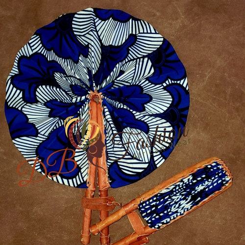 Blue & White Ankara Fabric Fan/ African Fabric Fan/ Fabric - Etsy
