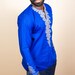 Kojo-african Clothing, Blue With Sliver Embroidery Wear,embroidery ...
