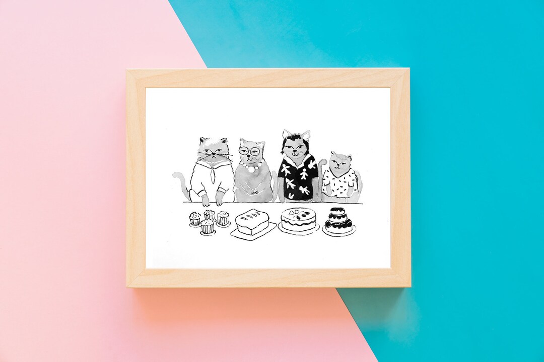 GBBO Bake off Cats Judges Ink A4 Poster Downloadable PDF - Etsy