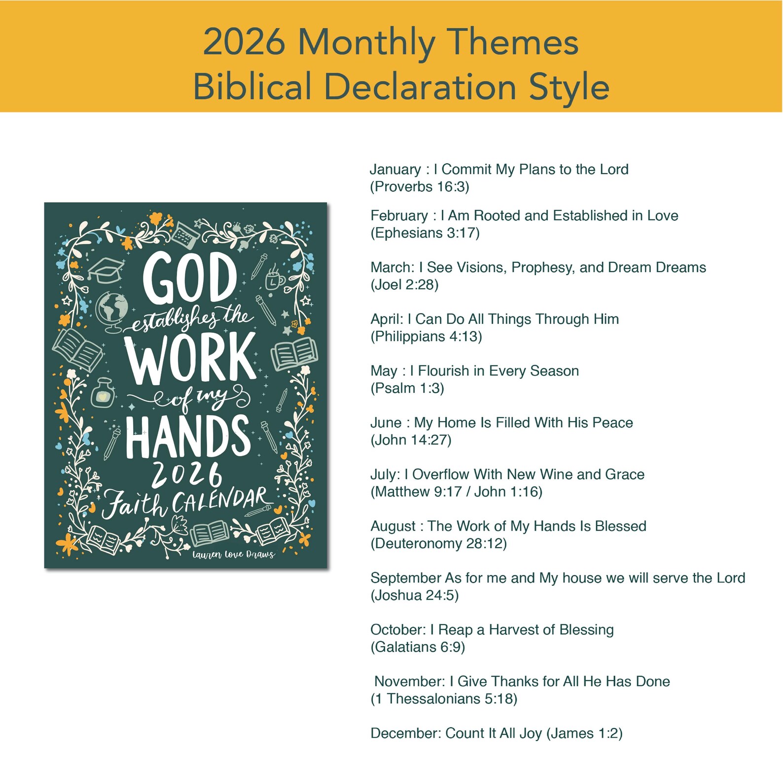 2026 Faith Declarations Calendar | Biblical Scripture Declarations ...