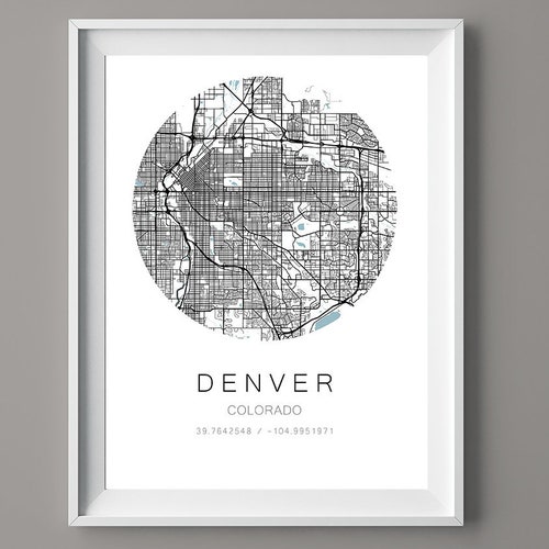 Denver Map Print Denver Map Poster Denver Colorado Denver - Etsy