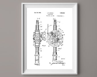 Vintage Fishing Rod & Reel Gear Tackle - Patent Print- Instant Download ...
