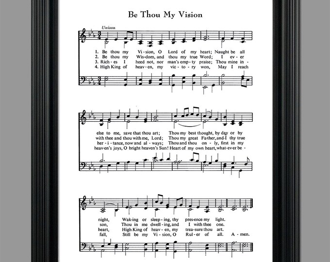 Be Thou My Vision Hymn Lyrics - Hymnal Sheet - Sheet Music- Home Decor ...