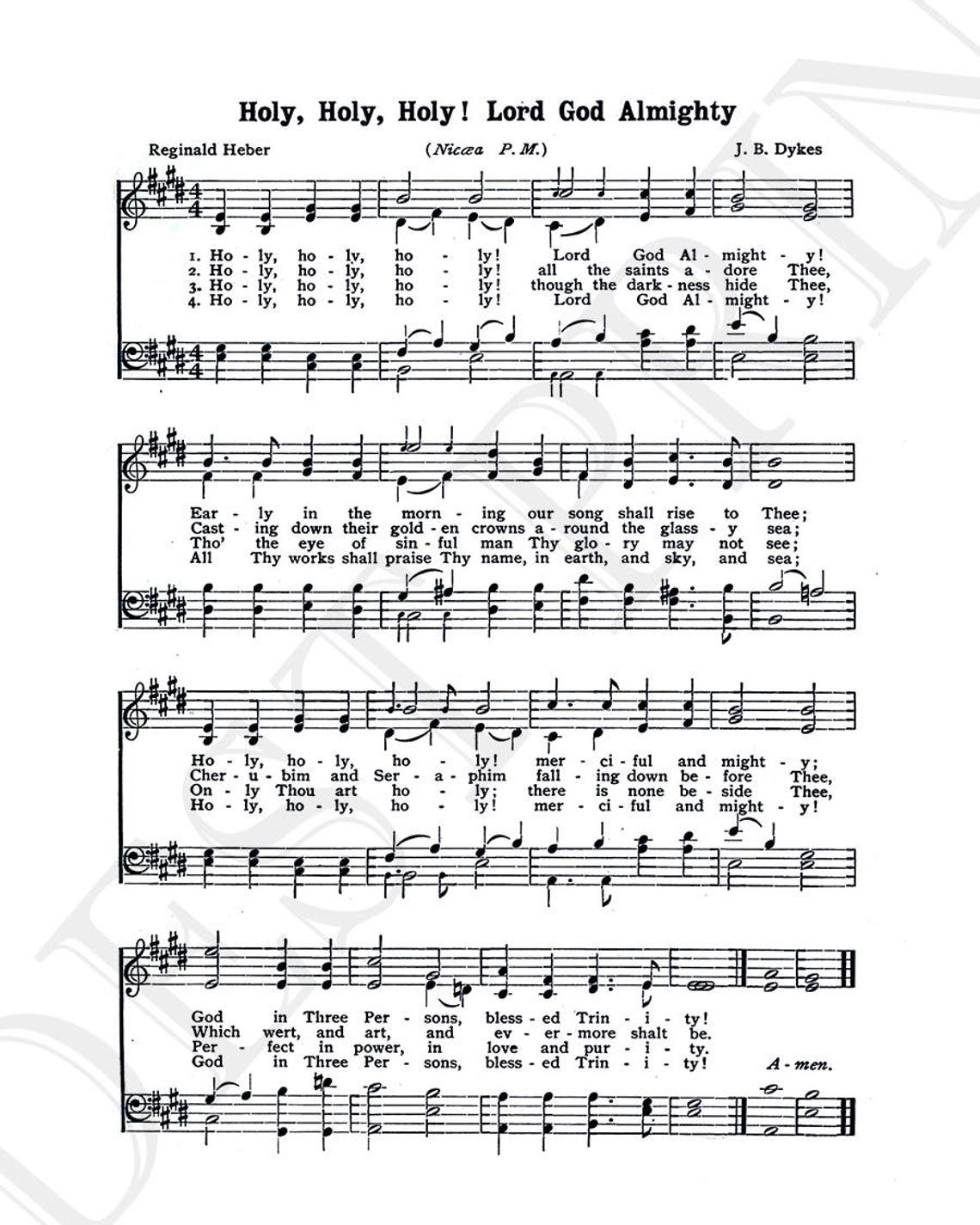 Holy Holy Holy Lord God Almighty Hymn Hymnal Sheet Sheet Music Home