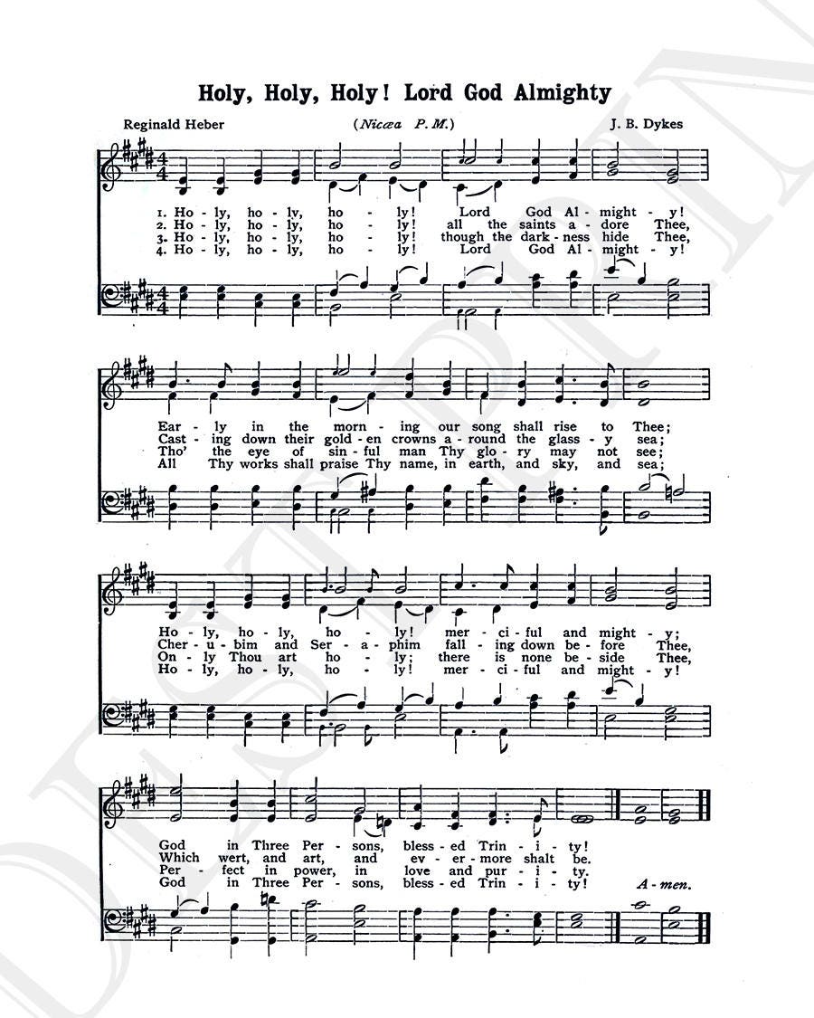 Holy, Holy, Holy, Lord God Almighty Hymn - Hymnal Sheet - Sheet Music ...