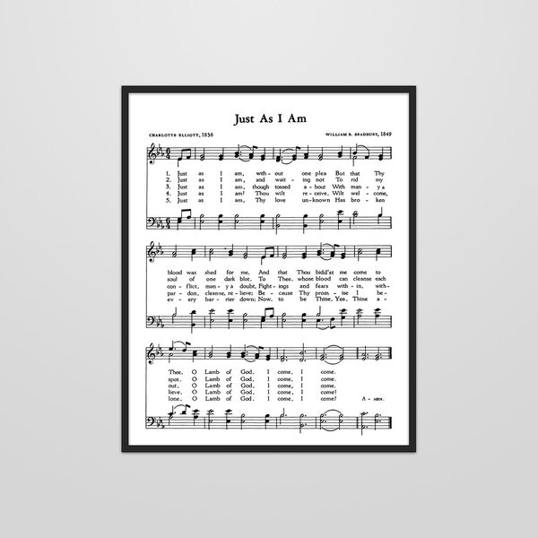 Just as I Am Hymn Lyrics Digital Download - Etsy