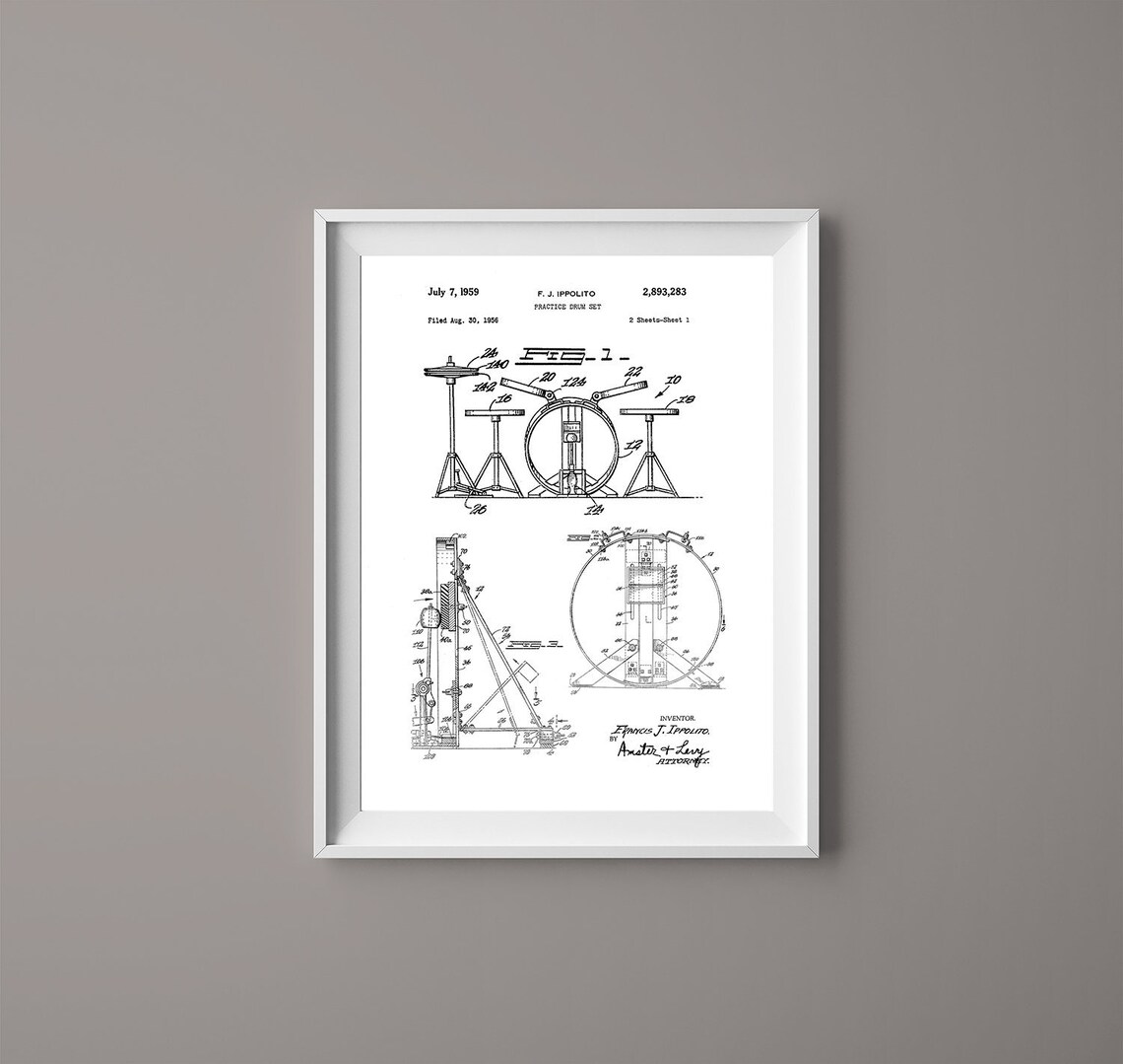 Vintage Drum Set Patent Print Drum Set Art Drums Poster - Etsy