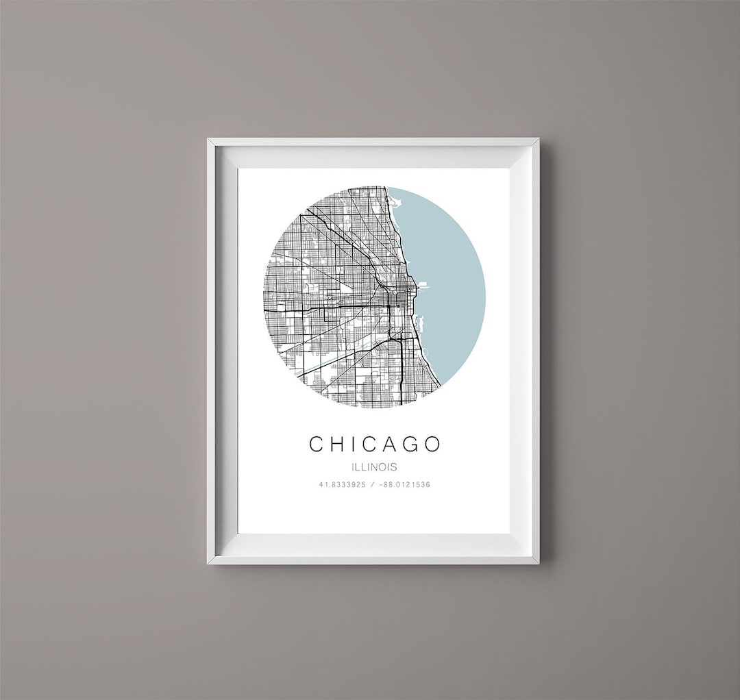 Chicago Illinois - Boston Map Print - Circle Map - MAP-001 - Etsy